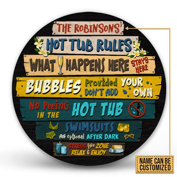 Hot Tub Rules What Happens Custom Wood Circle Sign Vuhala